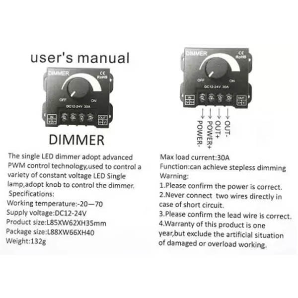 Manual LED Dimmer Control DC12-24Vdc / 30A PWM | RAM Electronics website Manual LED Dimmer Control DC12-24Vdc / 30A PWM | RAM Electronics website
